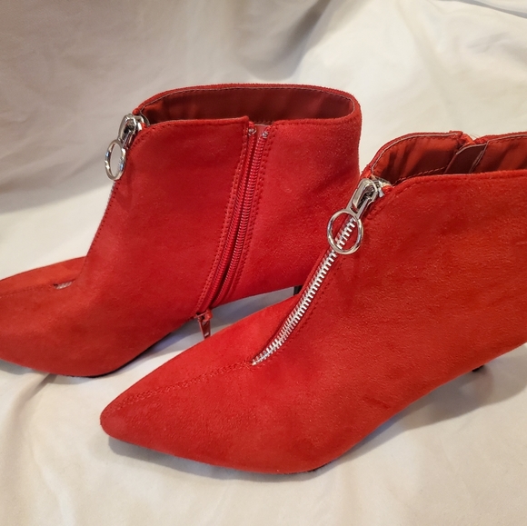 Hot Tomato | Shoes | Red Suede Ankle Boots Brand New | Poshmark